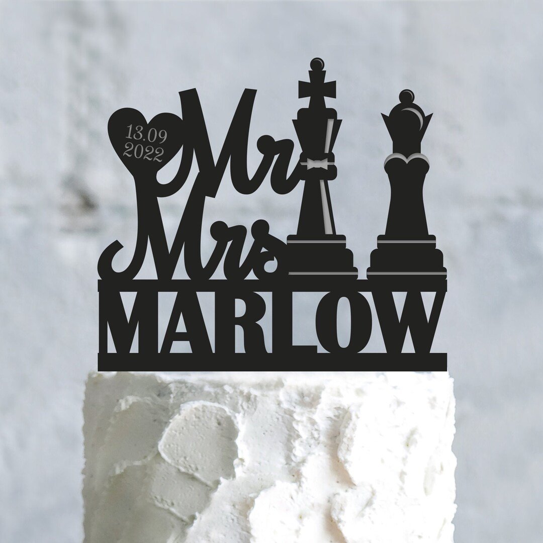 Chess Cake Topper Wedding,chess King and Queen Wedding Cake Topper ...