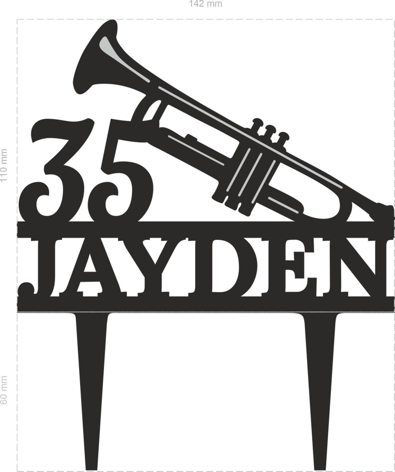 Custom Vintage Trumpet Musician Birthday Age Cake - Etsy