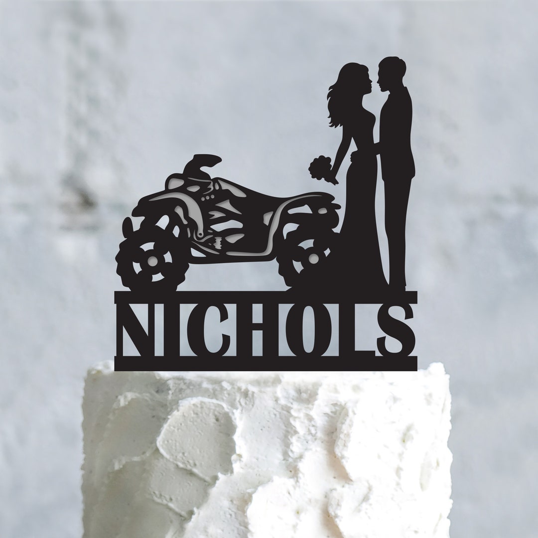Custom Atv Motorcycle Couple Last Name Dirt Bike Wedding Cake Topper ...