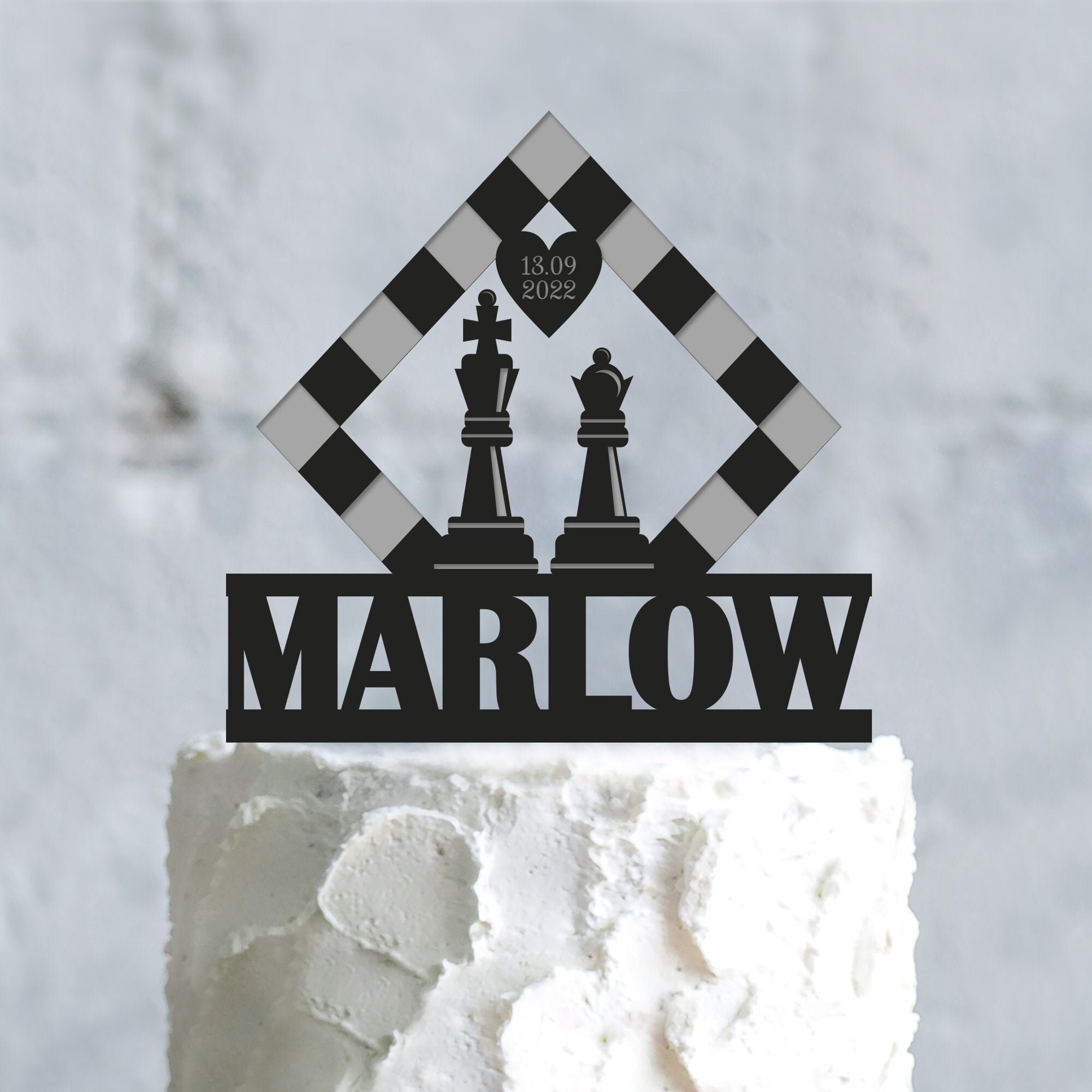 Chess Cake Topper Weddingchess Board King Queen Wedding Cake - Etsy UK