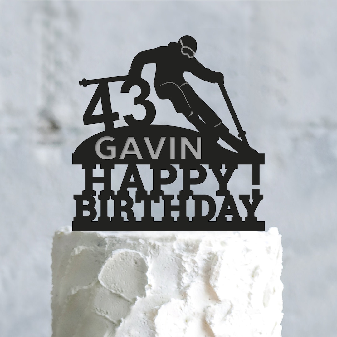 Ski Cake Topper Personalized,skiing Birthday Cake Topper Custom,winter ...