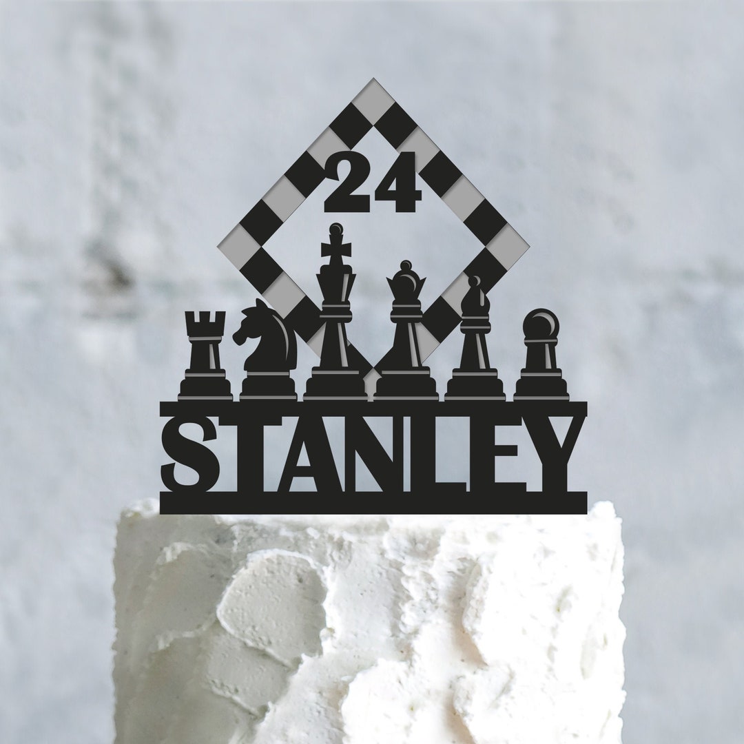 Chess Cake Topper Birthdaychess Board Birthday Cake - Etsy