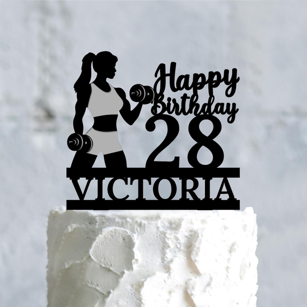 Topper de pastel de cumpleaños de gimnasio, topper de pastel de feliz ...