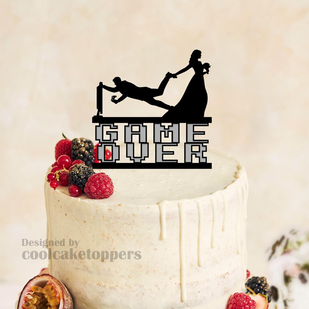 Game Over Cake Topper, Wedding Cake Topper, Gamer Cake Topper, Custom ...