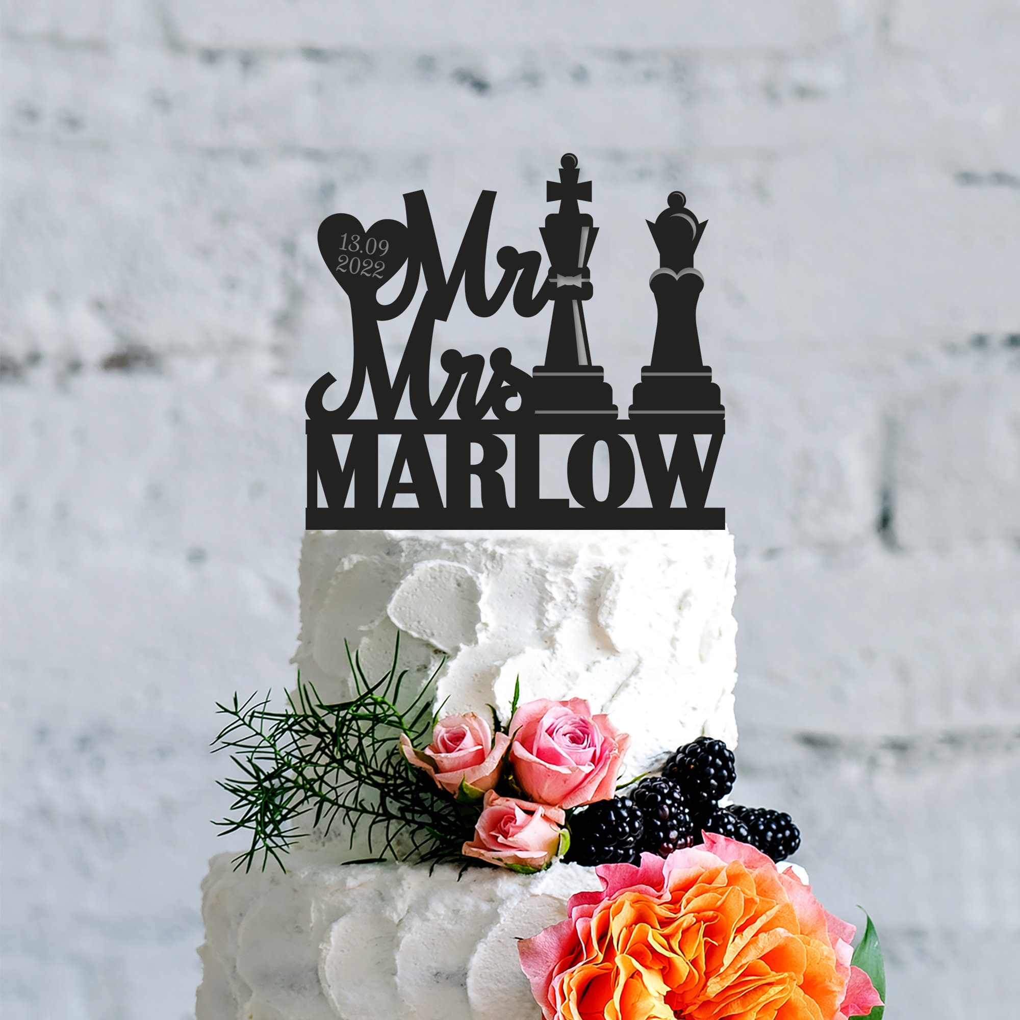 Chess cake topper weddingChess king and queen wedding cake | Etsy