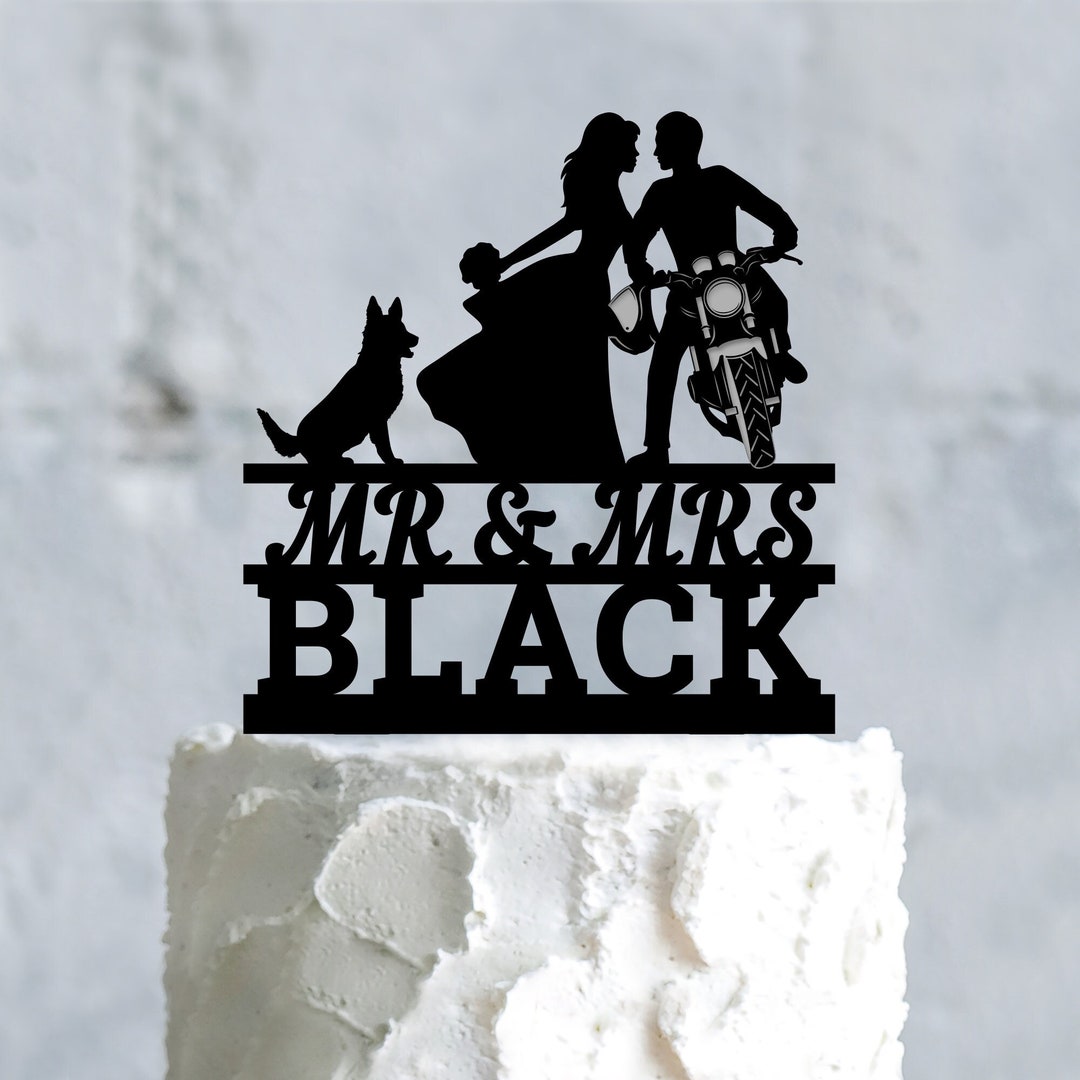 Motorcycle Wedding Cake Topper, Motorbike Couple Cake Topper, Biker ...