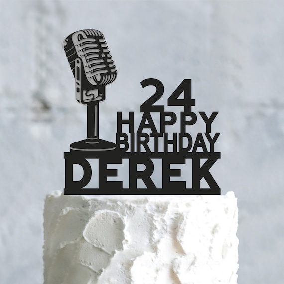 Custom Microphone Singer Birthday Cake Toppermicrophone Party | Etsy