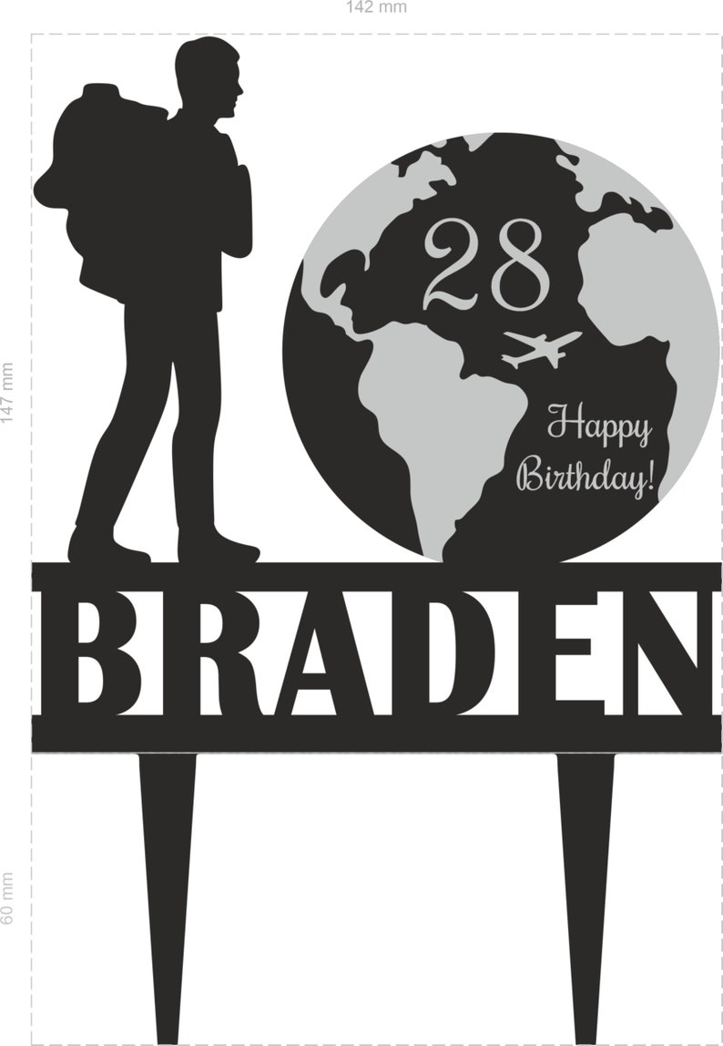 Man Travel Cake Topper Birthday,personalized Travel Birthday Cake ...