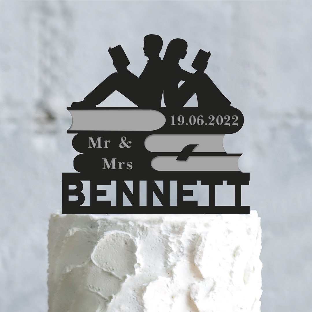 Custom Book Wedding Book Lover Cake Topper,bookworm Wedding Funny Cake ...