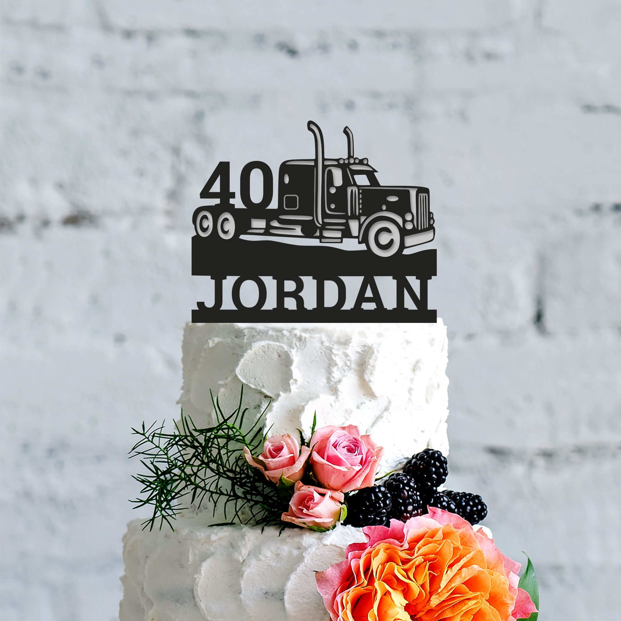 Truck driver retirement name cake toppertruck party trucker | Etsy