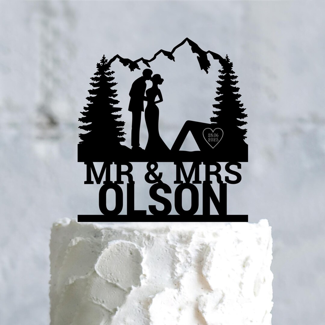 Mountain Wedding Cake Topper, Camping Wedding Cake Topper, Outdoor ...