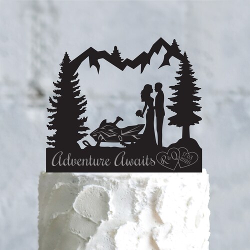 Wedding Cake Topper Snowmobile Cake Topper Bride and Groom - Etsy