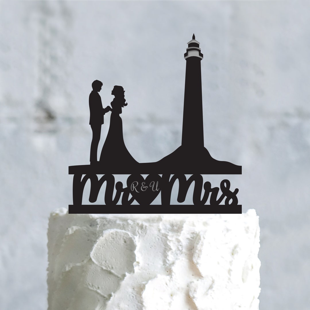 Lighthouse Coastal Wedding Mr and Mrs Cake Topper,light House Wedding ...