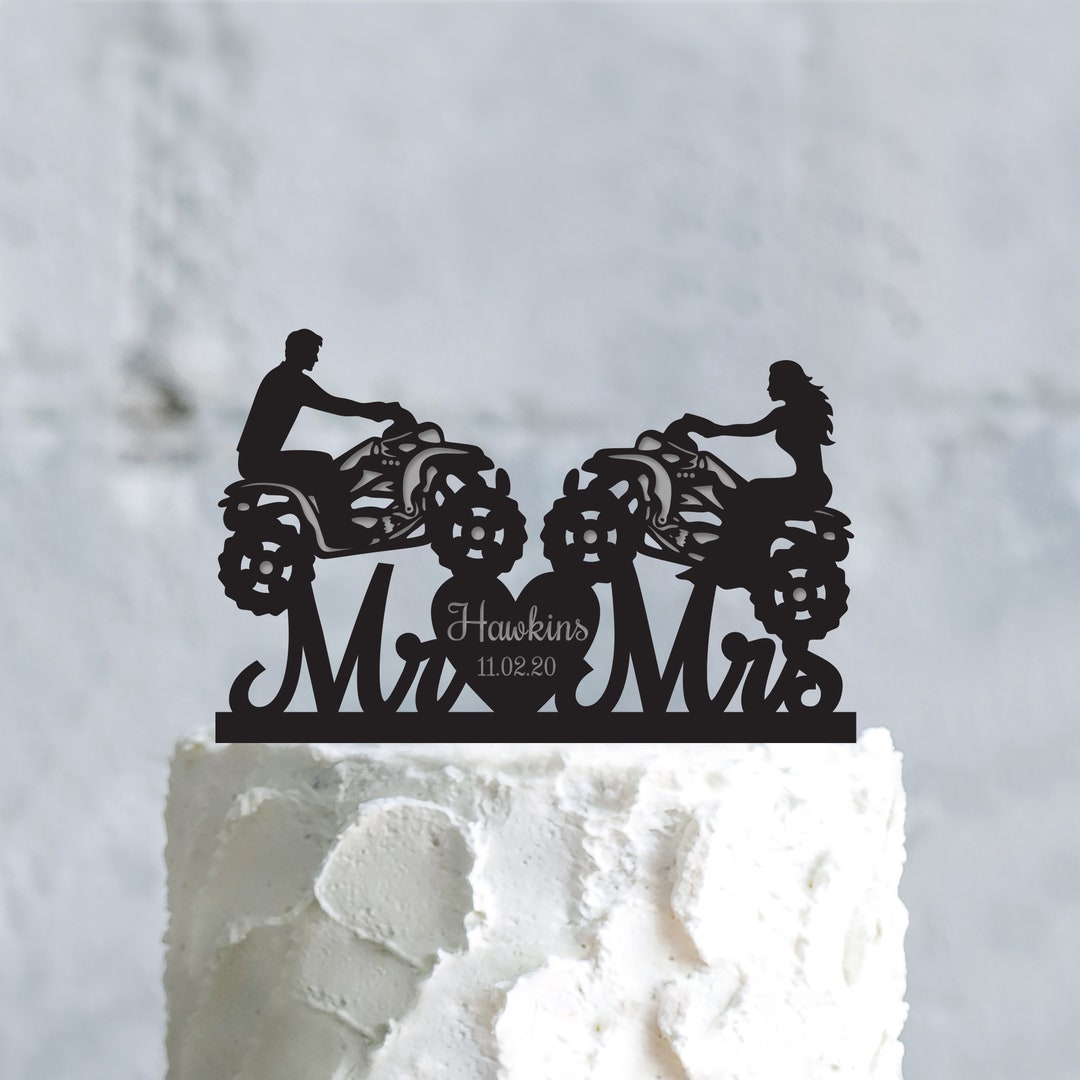 Four Wheel Bike Personalized Wedding Four Wheeler Mr and Mrs Cake ...