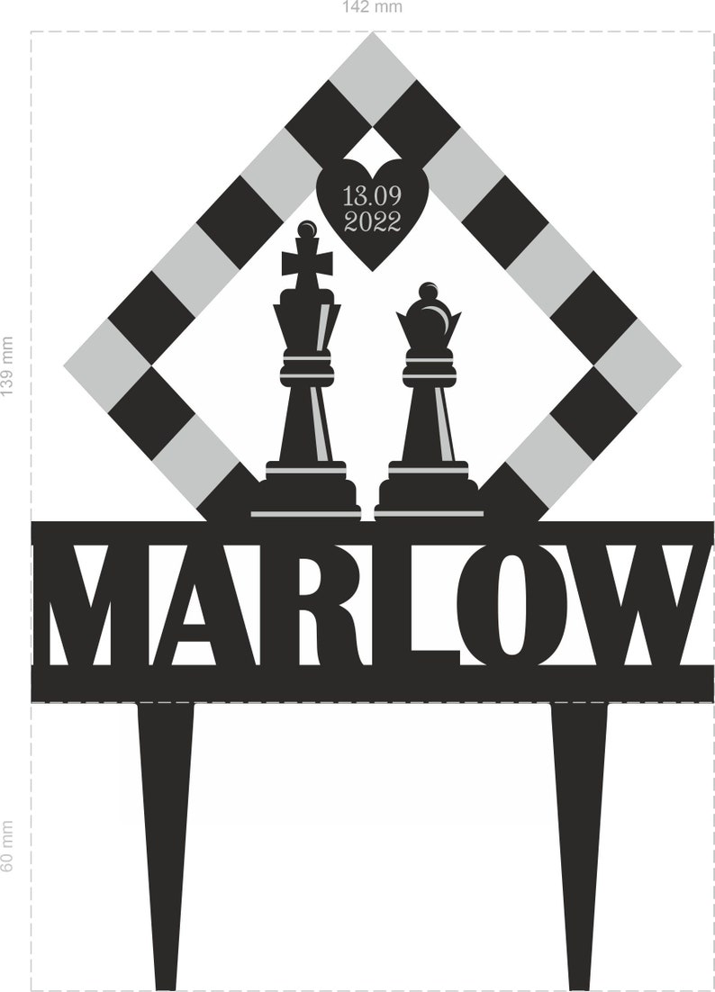 Chess Cake Topper Wedding,chess Board King Queen Wedding Cake Topper ...
