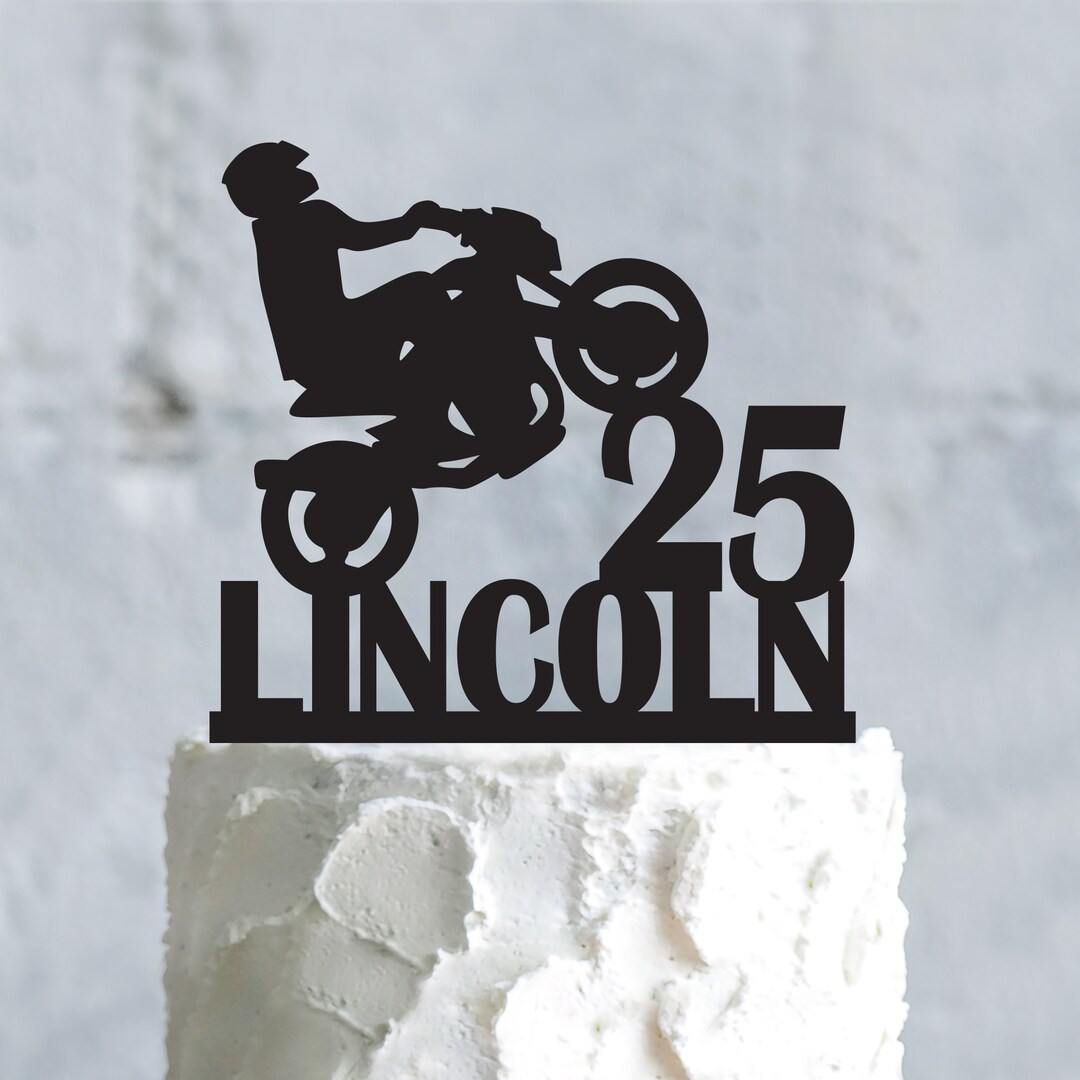 Motorcycle Birthday Motorcycle Rider Name Age Cake Topper,motor Bike ...