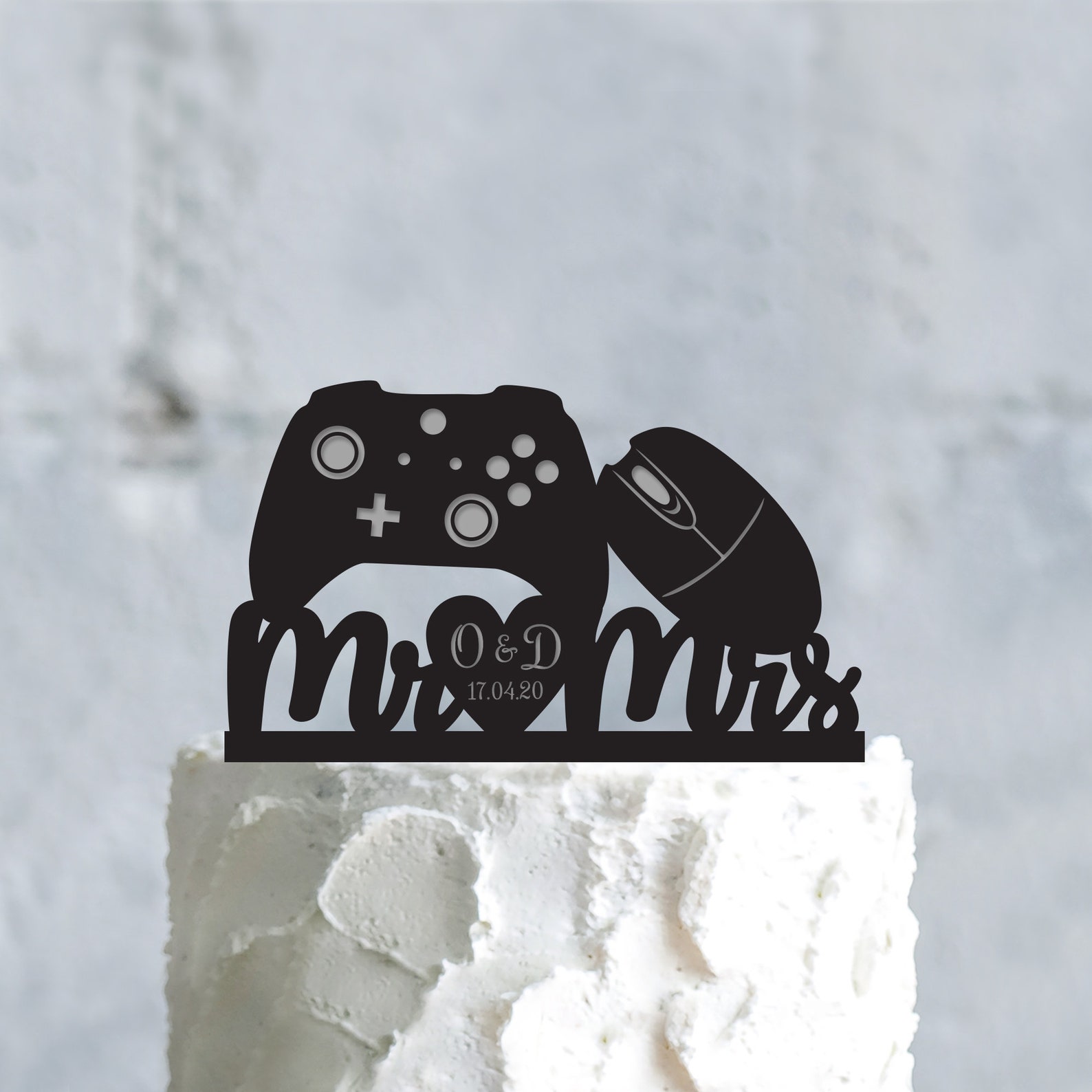 Video Gamer Laptop Mouse Wedding Gaming Personalized Mr Mrs Cake Topper ...