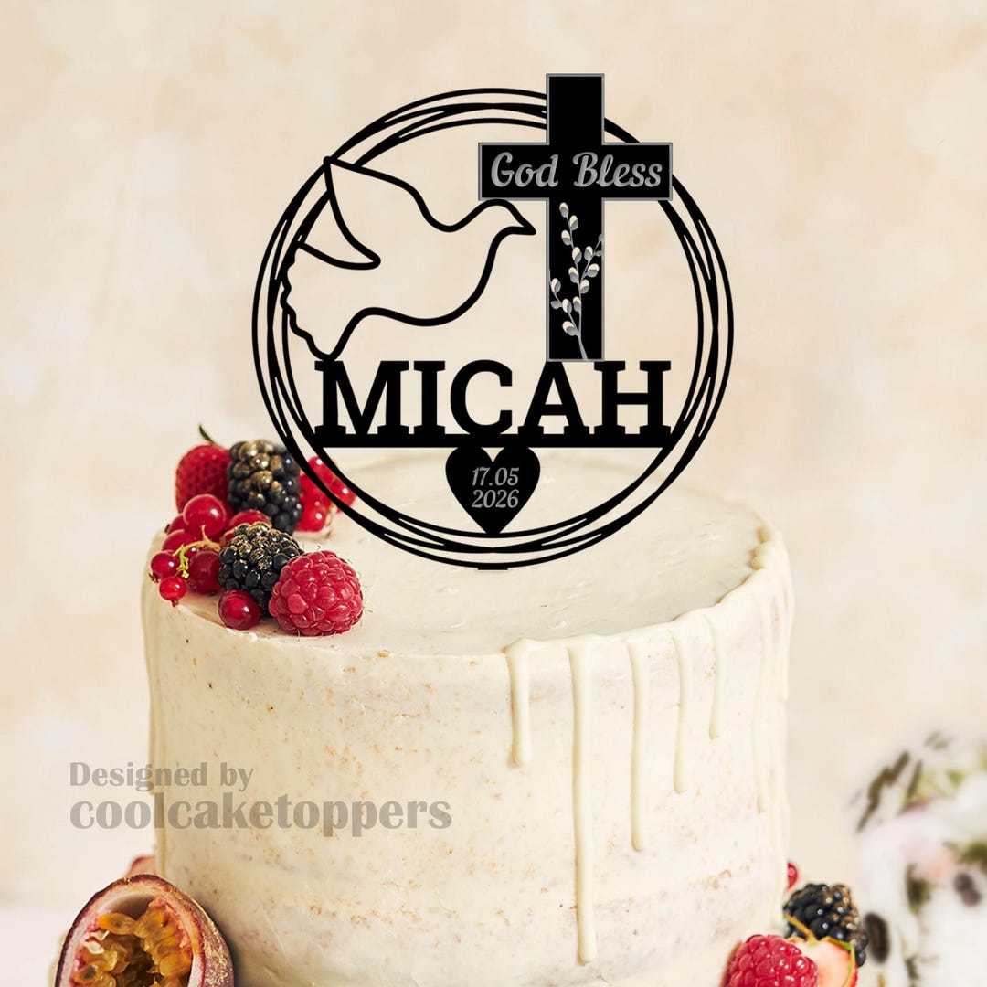 Baptism Cake Topper, God Bless Cake Topper, Custom Christening Cake ...