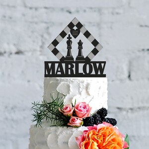 Chess cake topper weddingChess board king queen wedding cake | Etsy