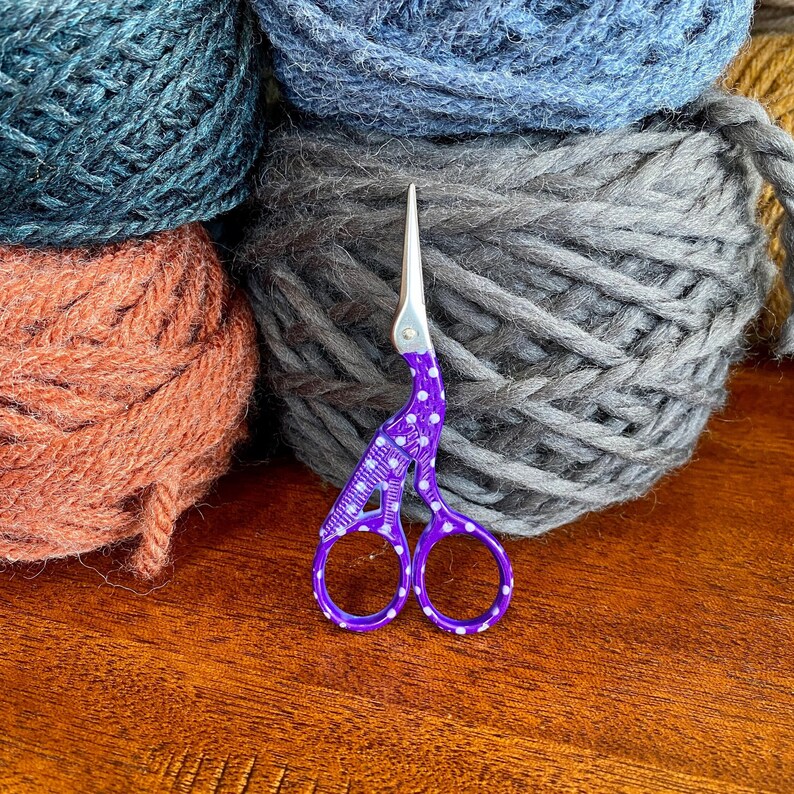 Purple Polka Dot Crane/stork Embroidery Scissors - Etsy