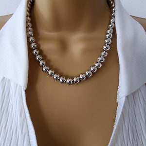 Adjustable Rhodium Ball Bead Necklace: Silver Ball Chain - Etsy