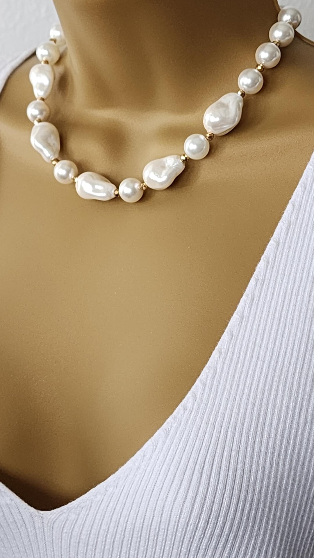 Gemstone Necklace, Majorca Pearl Necklace, Majorca Baroque Pearland 12 ...