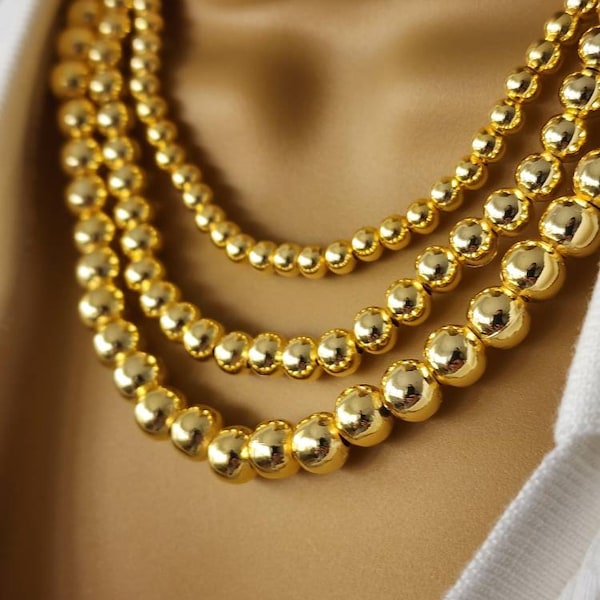 Gold Bead Necklace - Etsy