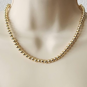 18K Gold Filled Ball Bead Necklace: Non Tarnish , Layering Necklace ...