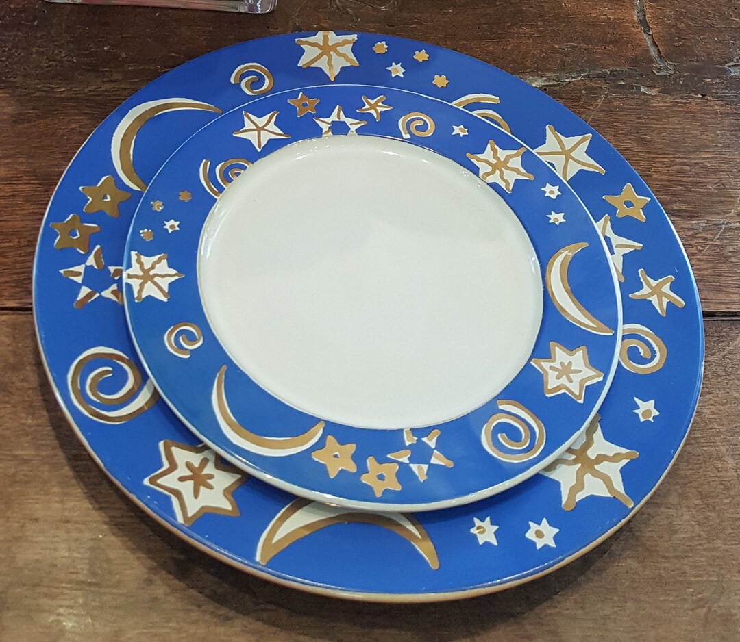 4 Hand Painted French Dinner and Salad Plates Made in Montgolfier ...