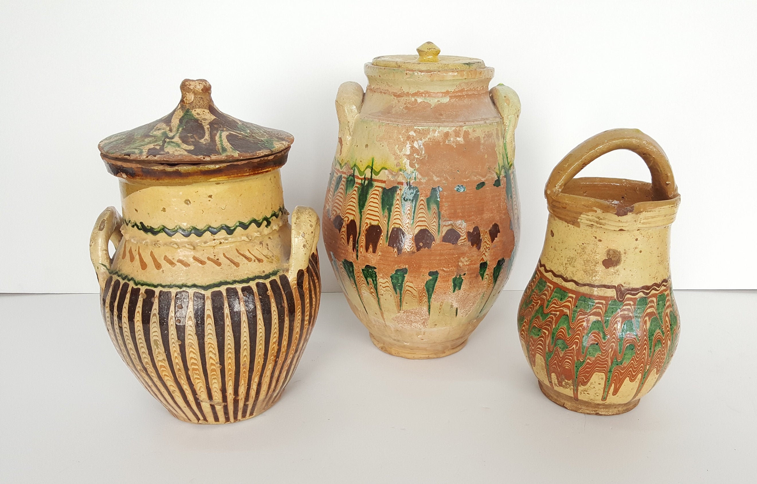 Rare Turkish Jars From "canakkale" Set of 3 Lidded Pots and Jugs - Etsy