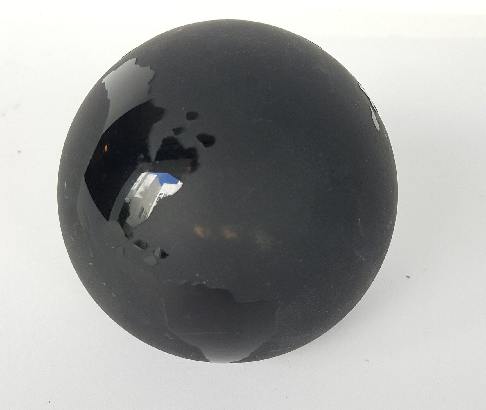 Paperweight Black Glass World Globe . - Etsy