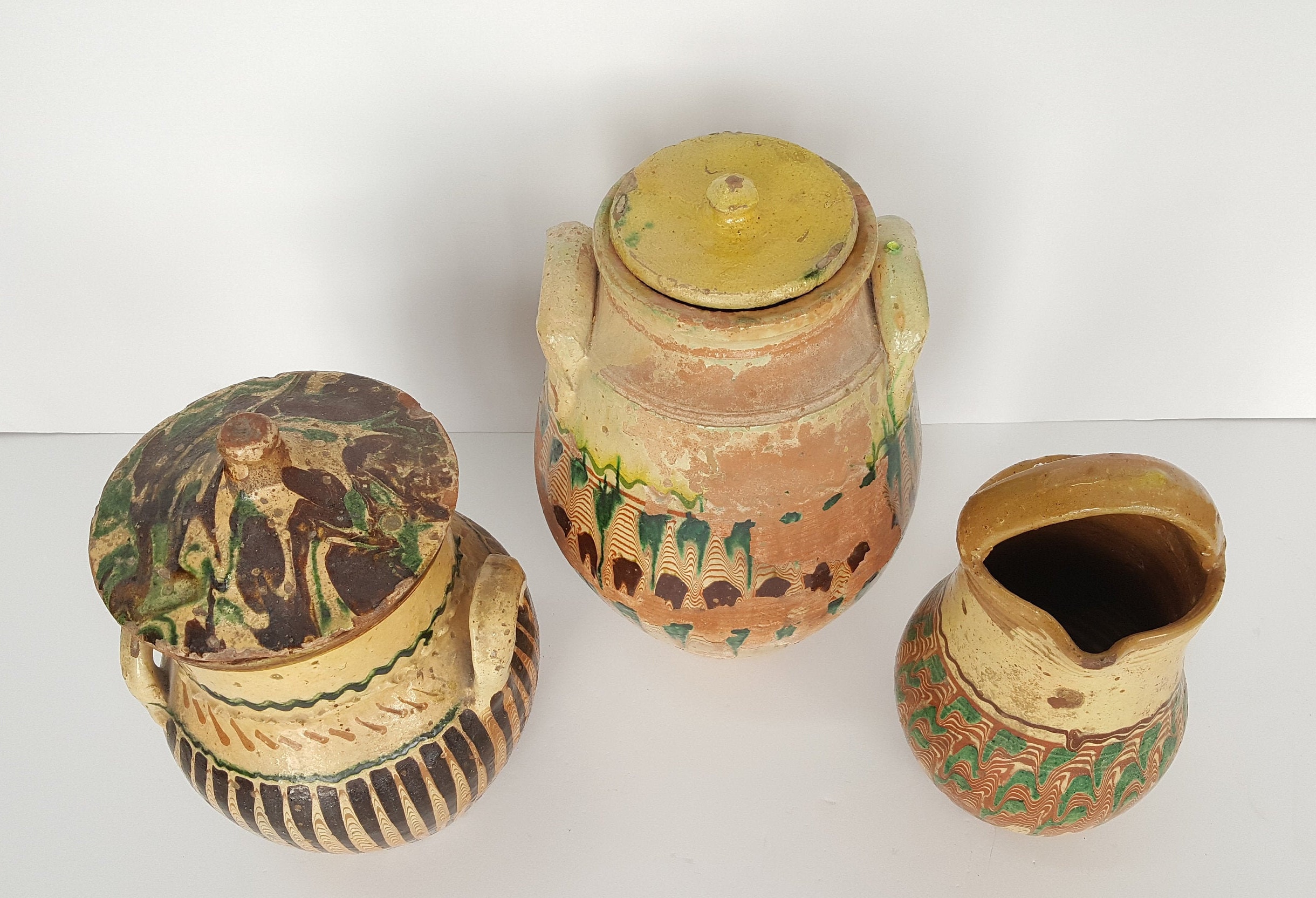 Rare Turkish Jars From "canakkale" Set of 3 Lidded Pots and Jugs - Etsy