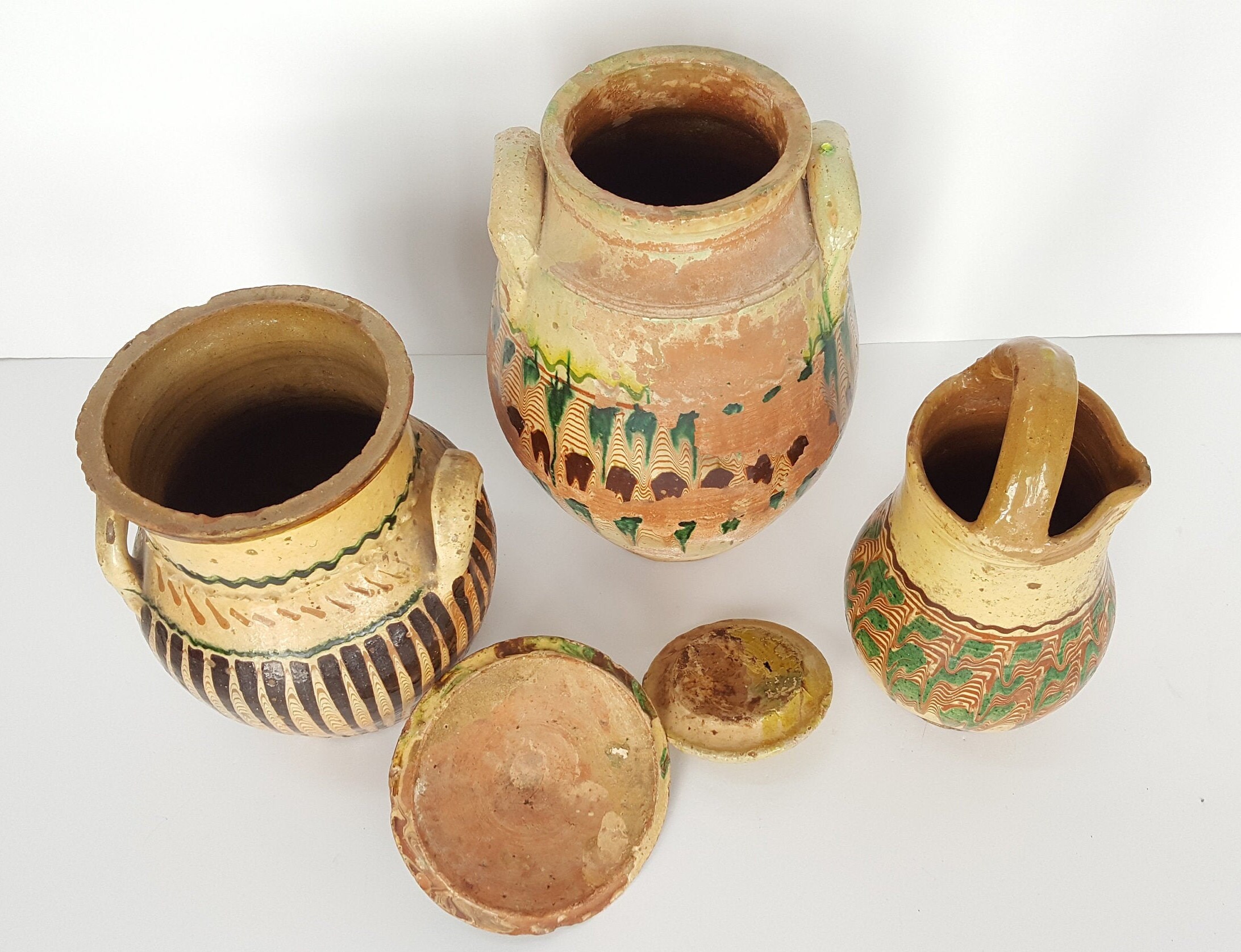 Rare Turkish Jars From "canakkale" Set of 3 Lidded Pots and Jugs - Etsy