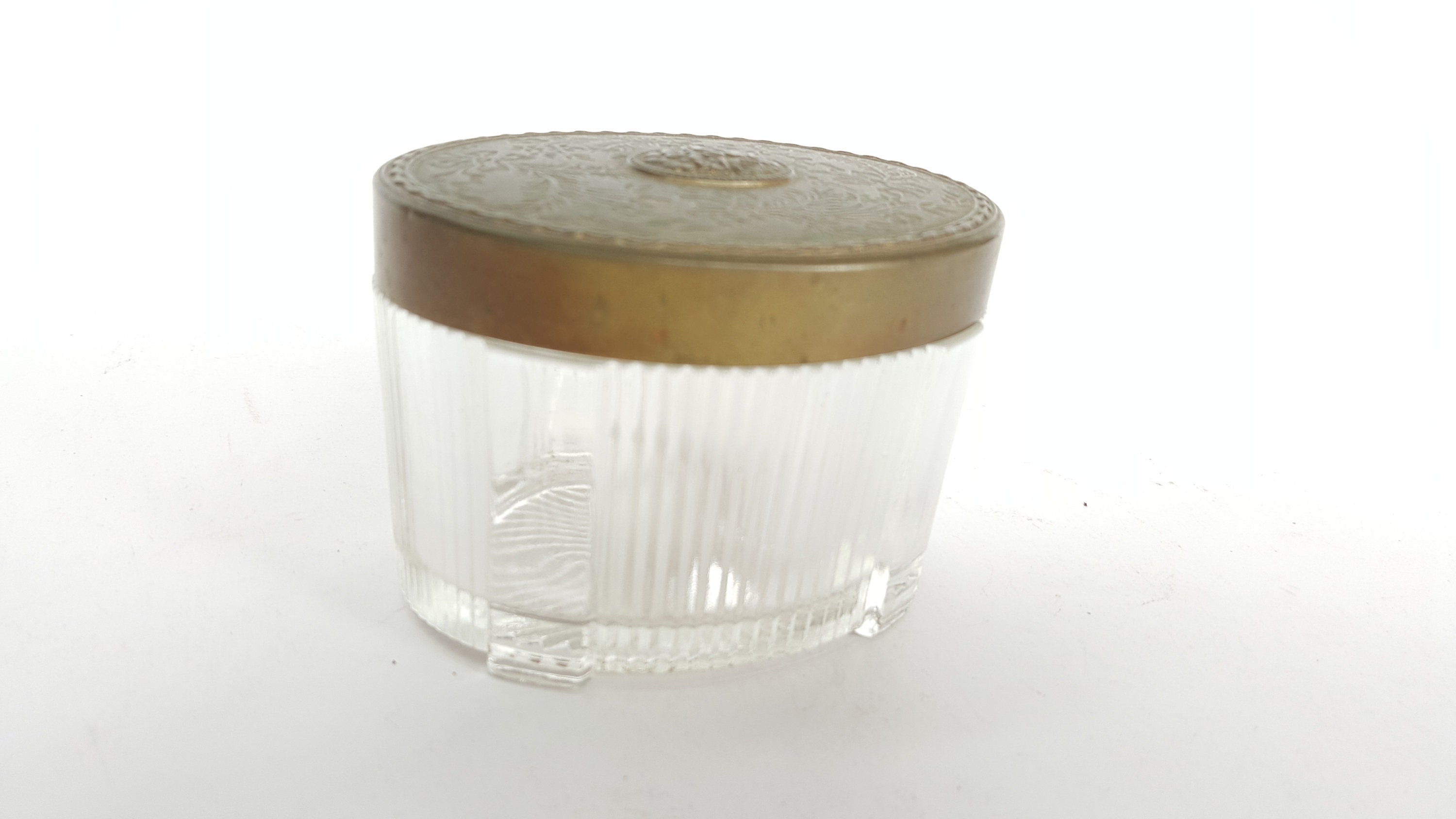 Art Deco Lidded Glass Oval Jar. With Brass Lid - Etsy