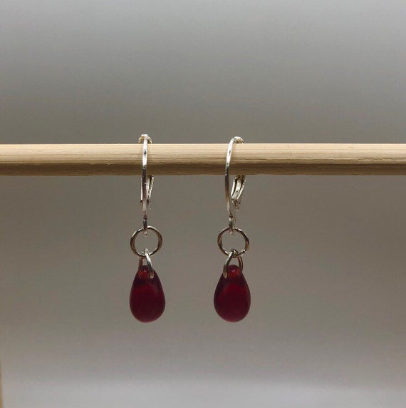Blood Drop Beaded Earrings in Ear and Clip Ons Available - Etsy