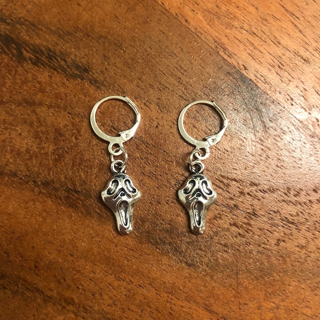 Ghostface Horror Charm Hoop Earrings | in Ear and Clip Ons Available ...