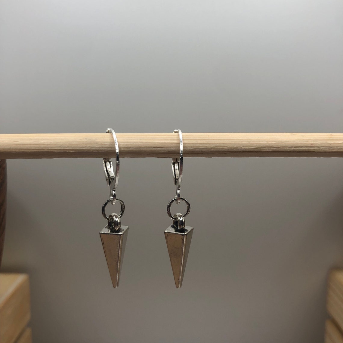 Square Spike Charm Hoop Earrings | in Ear and Clip Ons Available | Goth ...