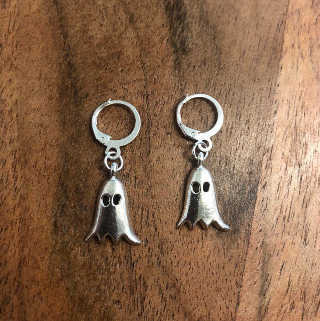Ghost Charm Hoop Earring | in Ear and Clip-ons Available | Halloween ...