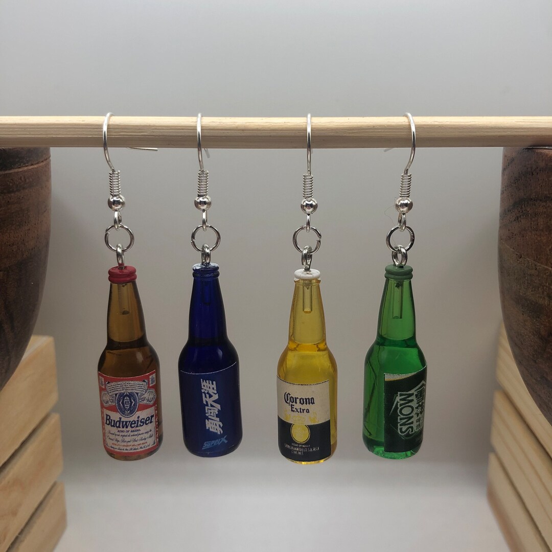 Beer Bottle Charm Earrings | in Ear and Clip Ons Available | Foodie ...