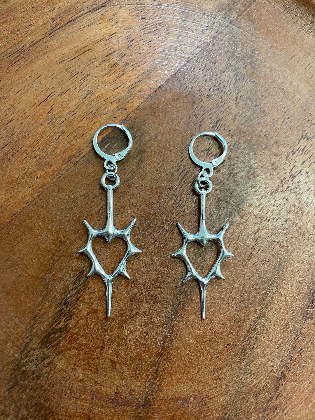 Spiked Heart Charm Earrings | in Ear and Clip Ons Available | Goth ...