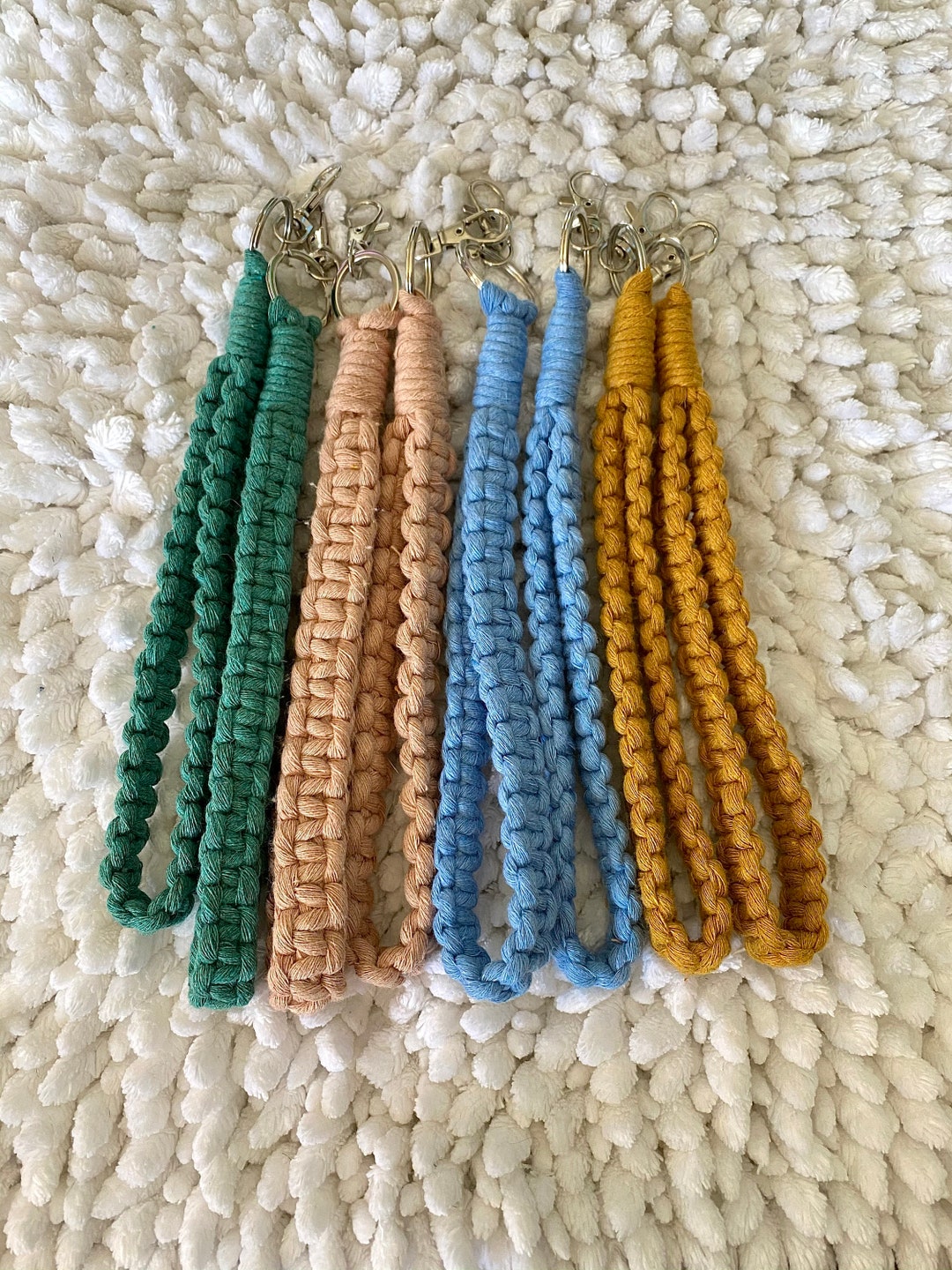 Braided Macrame Wrist Lanyard | Cotton Keychain - Etsy