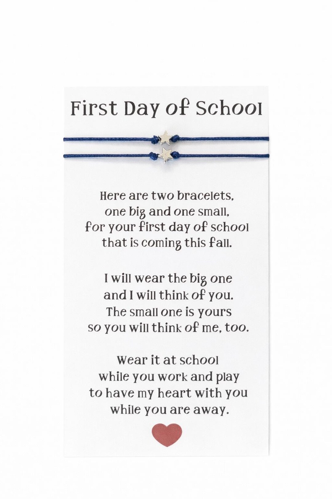 First Day of School Wish Bracelet – Poem Card, Bead Charm, Back to ...