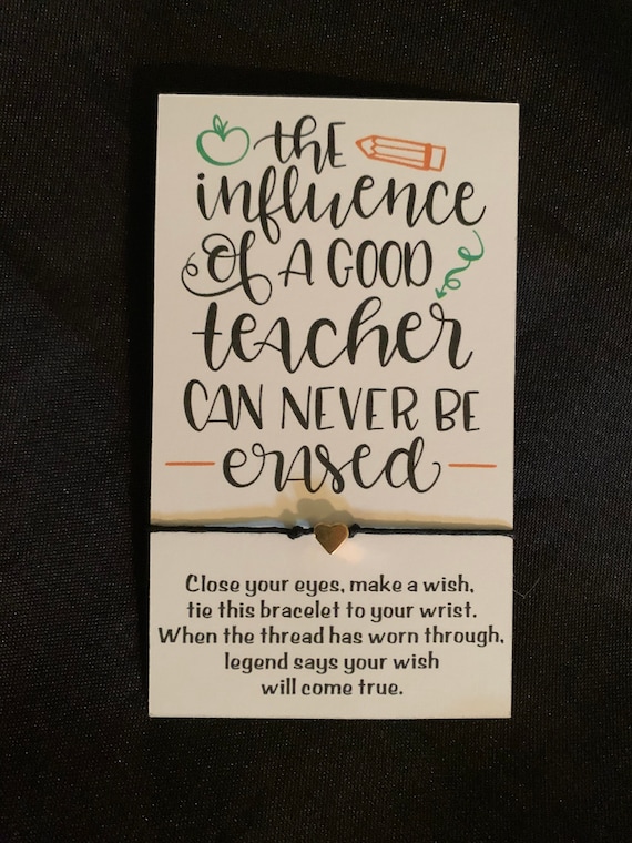 Teacher Wish Bracelet Thank You Teacher Best Teacher Back - Etsy