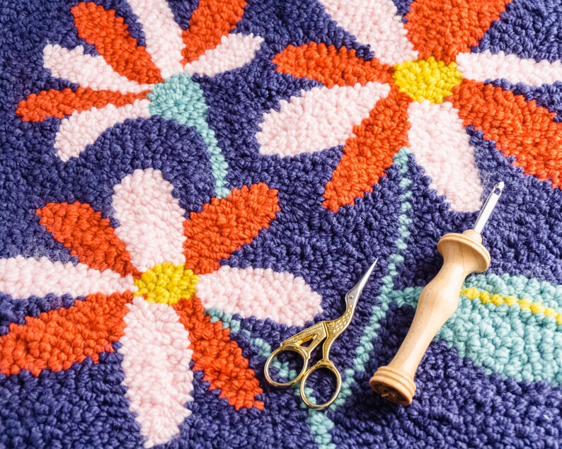 Punch Needle Pattern for Flower Embroidered Pillow - Instant Download ...