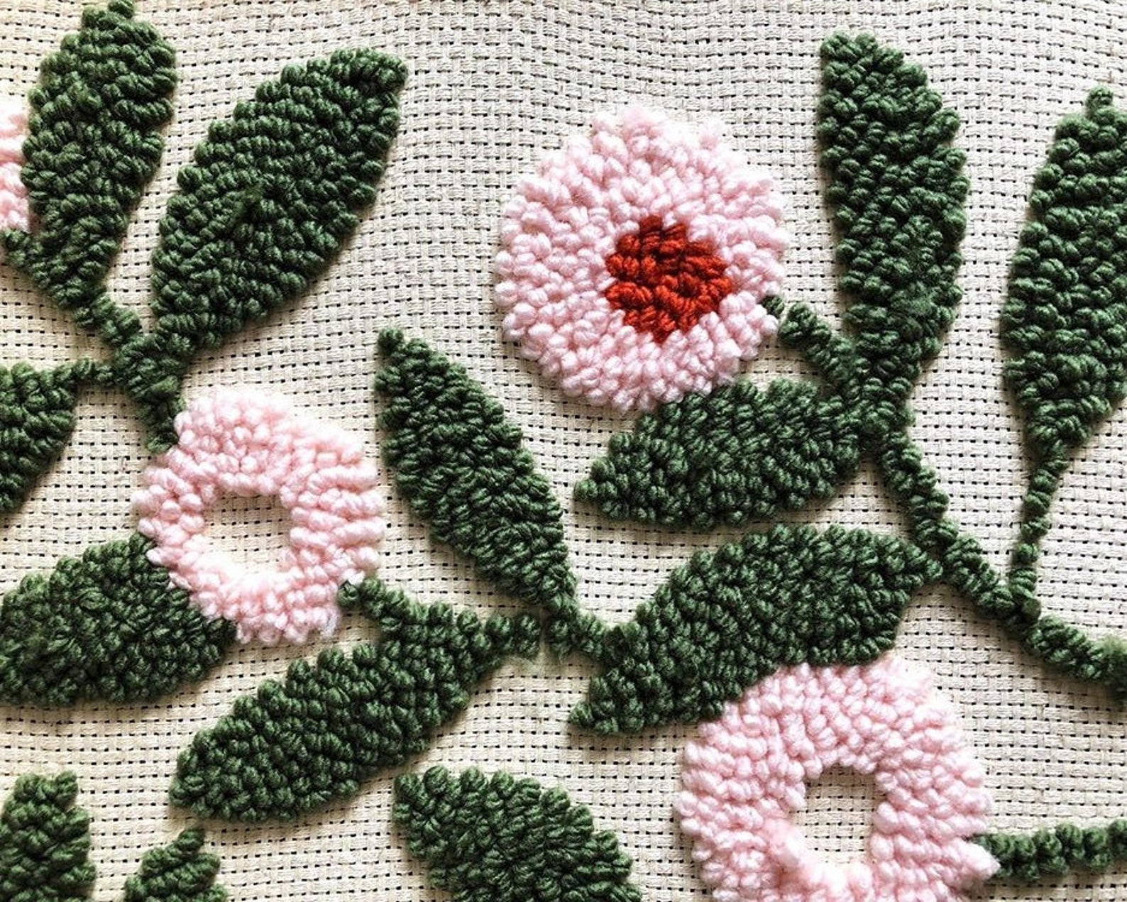 Punch Needle Pattern for Floral Pattern Embroidery Pillow - Etsy