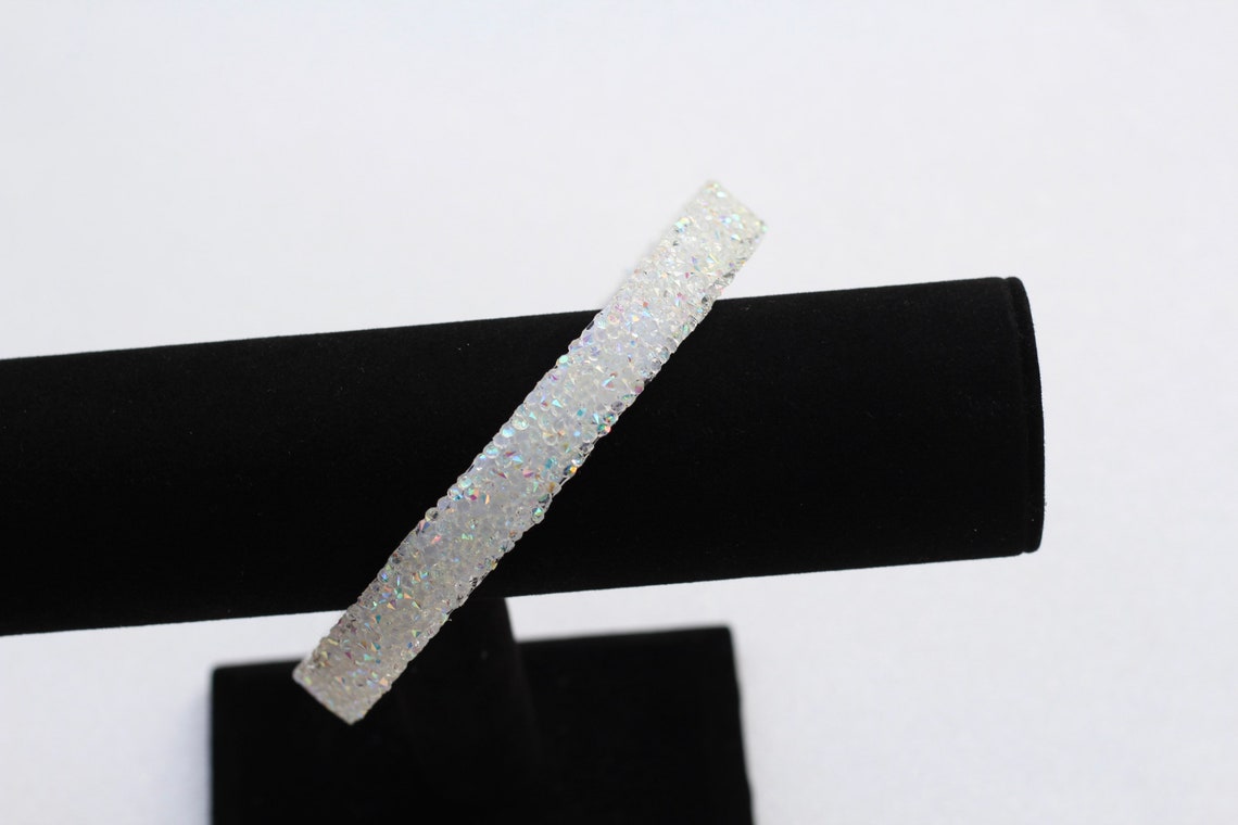 White-rhinestone Crystal Bling Rock Sparkly Thin Headband-shower Bridal ...