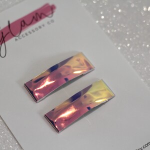 Holographic Snap Clip, White Purple Iridescent Faux Vegan Leather, Girl ...