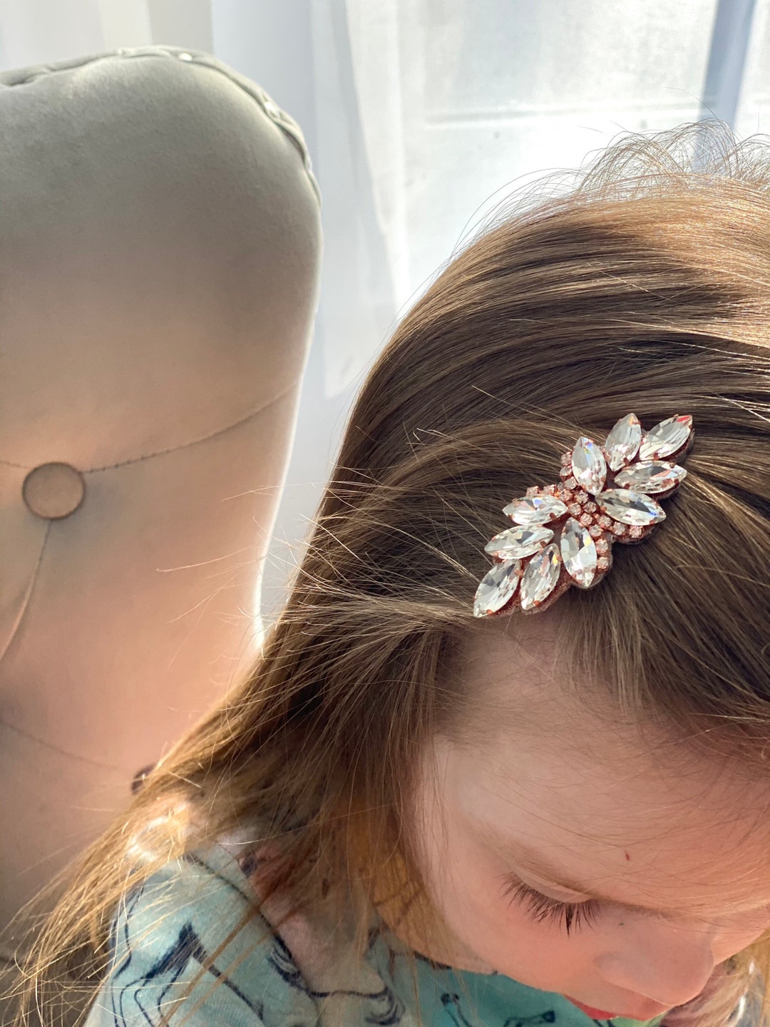 Silver or Rose Gold - Diamond Crystal Rhinestone Rock Sparkly Snap Clip ...