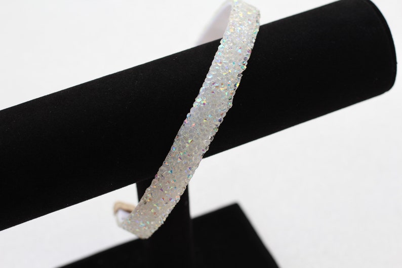 White-rhinestone Crystal Bling Rock Sparkly Thin Headband-shower Bridal ...