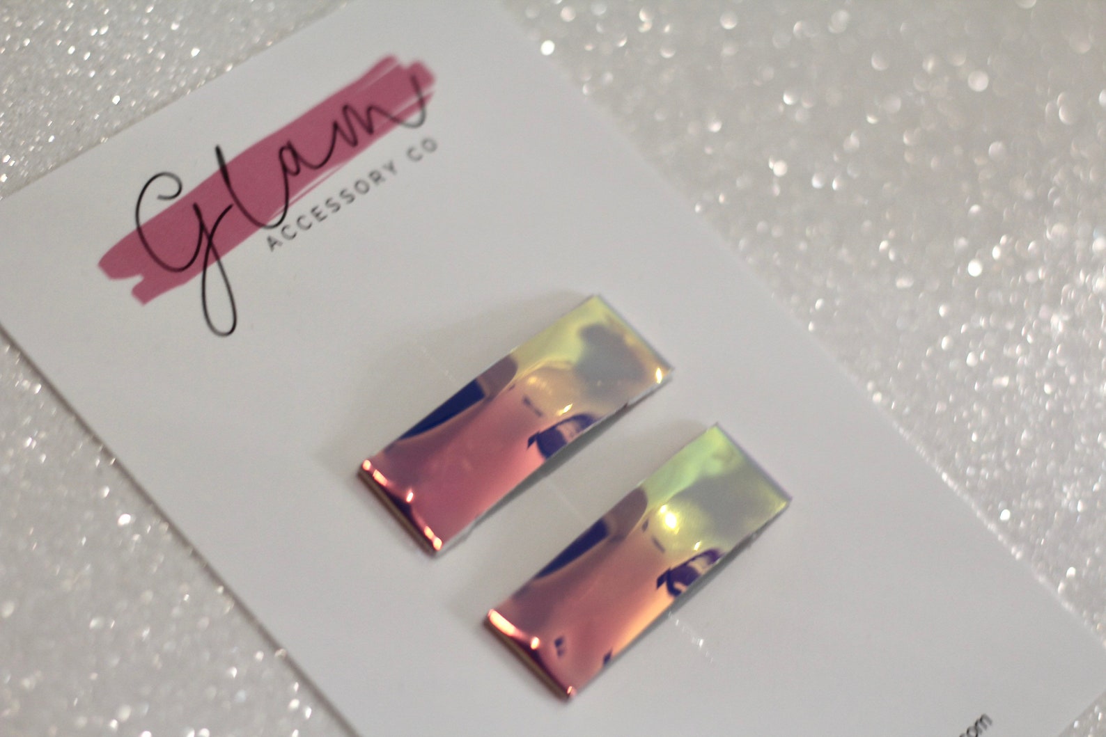 Holographic Snap Clip White Purple Iridescent Faux Vegan - Etsy